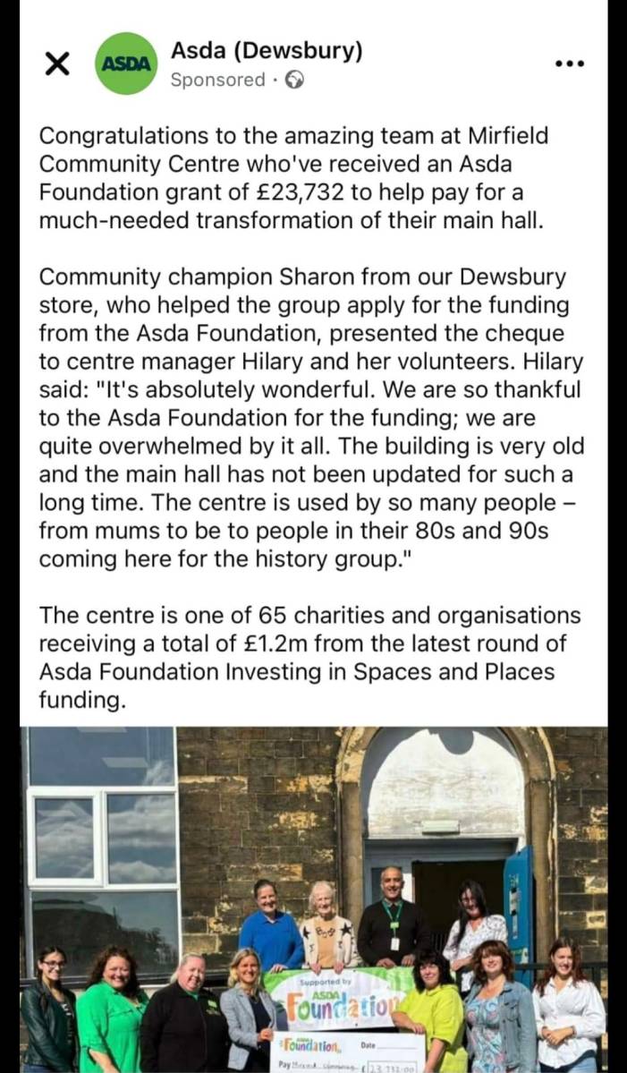 Thank you to ASDA foundation for a wonderful Grant to refurbish our ...